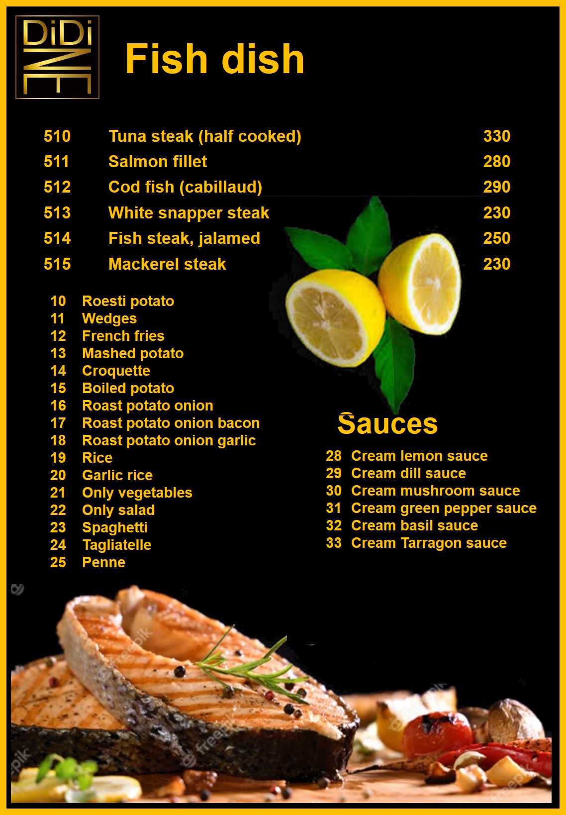 OUR MENU – Didine Cha-am